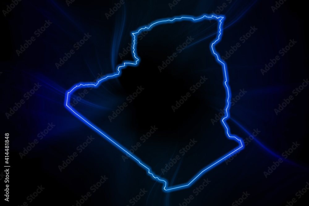 Glowing Map of Algeria, modern blue outline map Stock Illustration ...
