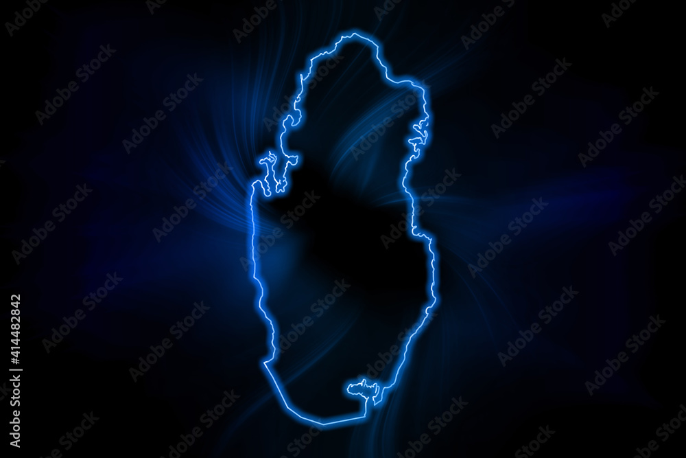 Glowing Map of Qatar, modern blue outline map Stock Illustration ...