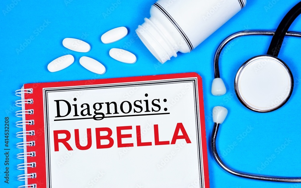 Rubella. Text label on the medical file. Acute viral infection ...