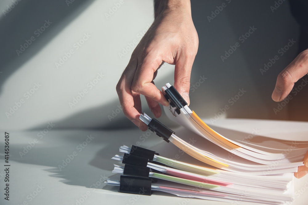 Business man hand document report paper Stock Photo | Adobe Stock
