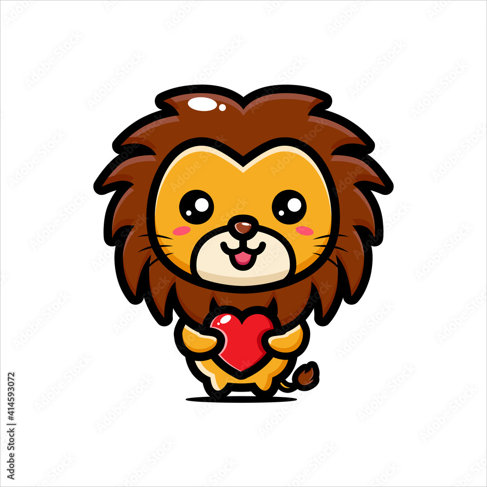 cartoon cute lion hugging love vector design Stock Vector | Adobe Stock