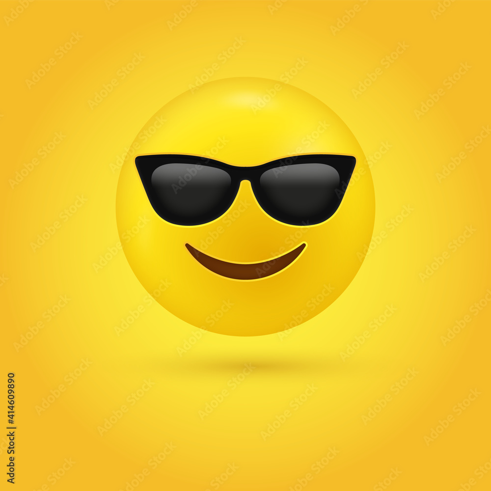 Smiling Face with Sunglasses - Sunglasses emoji - Cool emoticon - 3d ...