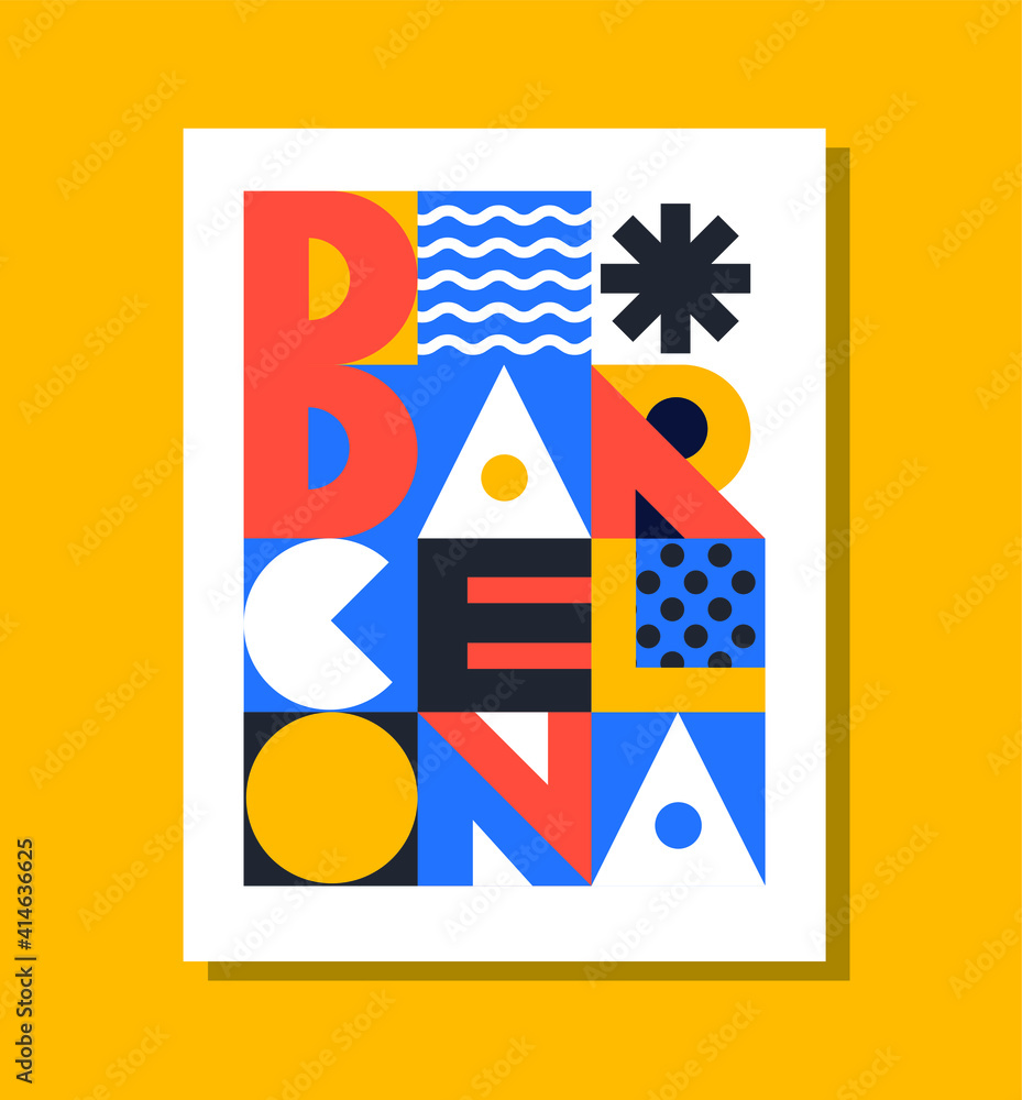 Barcelona geometric colorful poster.. Pop art design for prints on ...