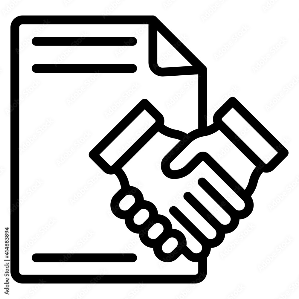 folded paper with handshake, agreement icon Stock Vector | Adobe Stock