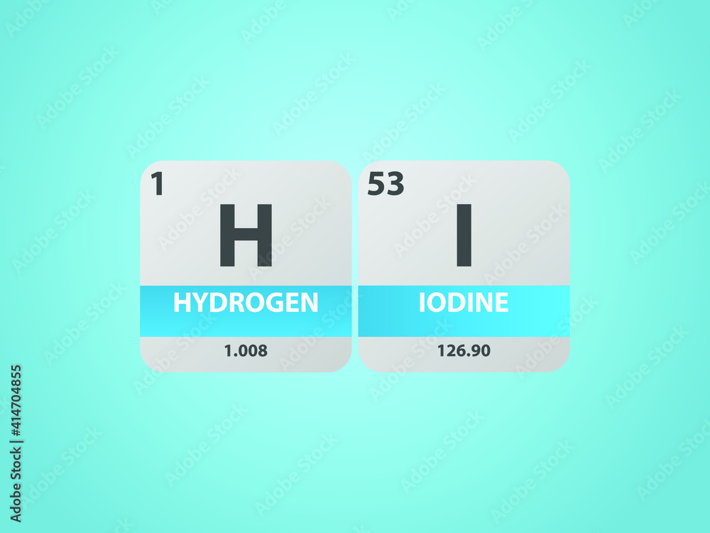 Hydrogen iodide hi molecule. Simple molecular formula consisting of ...