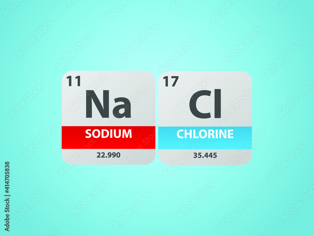 Sodium chloride nacl molecule. Simple molecular formula consisting of ...