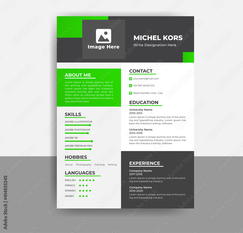 Curriculum Vitae template, Professional CV, Resume Job Application ...