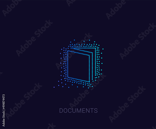 Unique document, paper, folder icon, made of multiple dots, Halftone ...