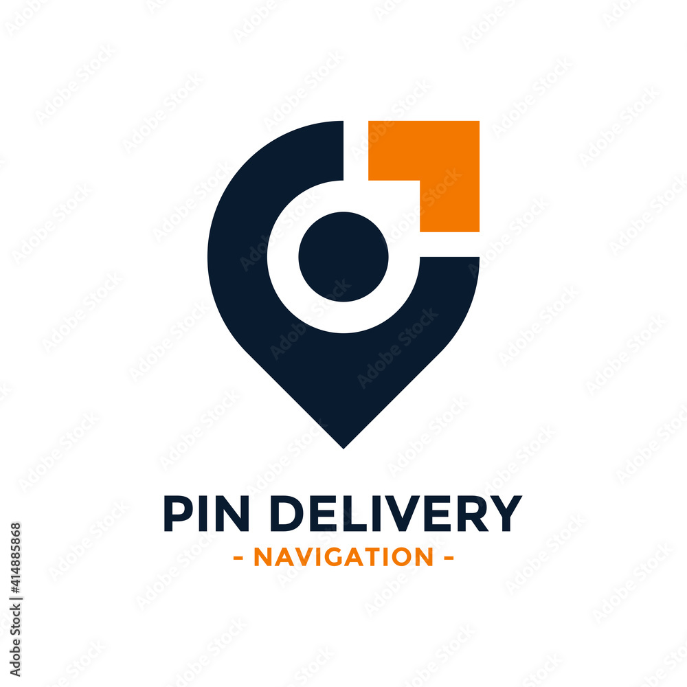 Pin delivery logo design template. Gps map point icon with arrow ...
