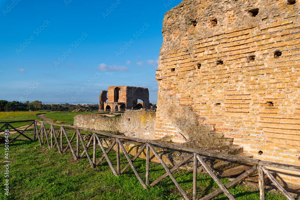Fotografie Ruins of the Imperial Villa dei Quintili, the thermal baths ...