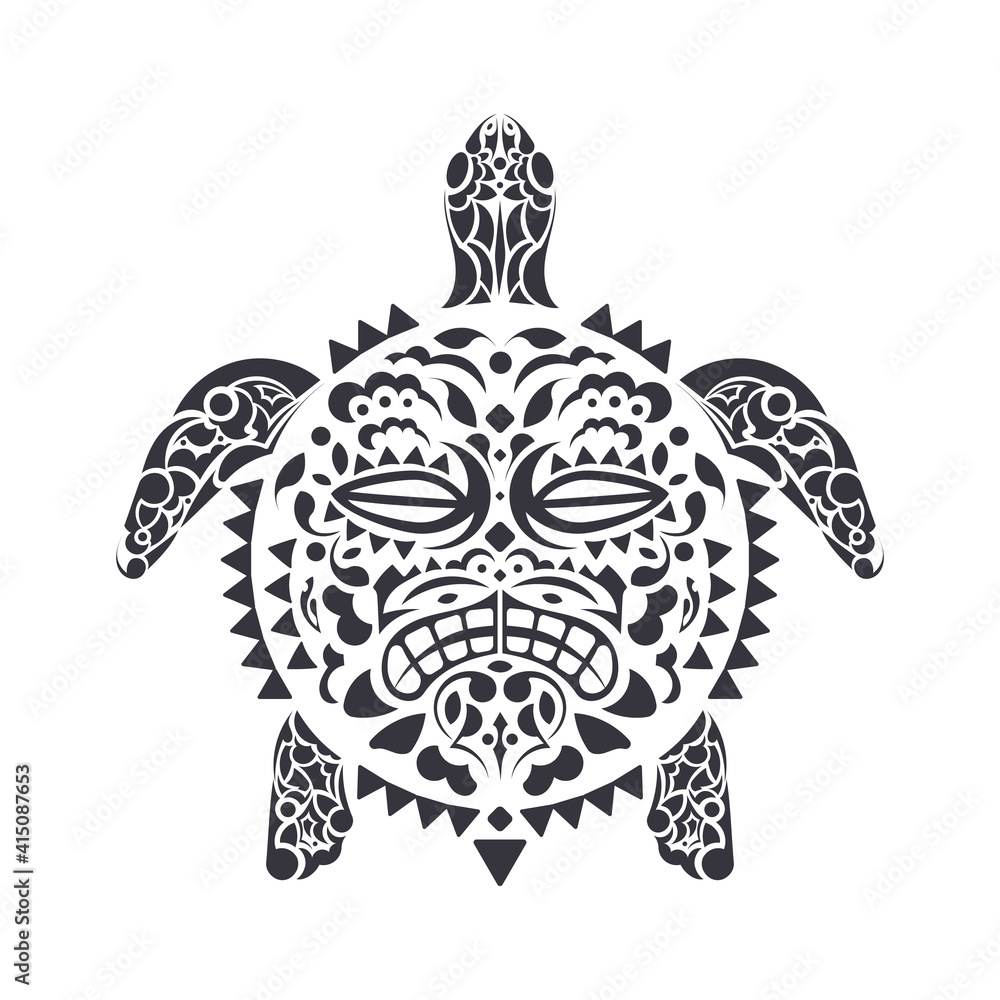 Vector de Stock Turtle in Tribal Polynesian tattoo style. Turtle shell ...