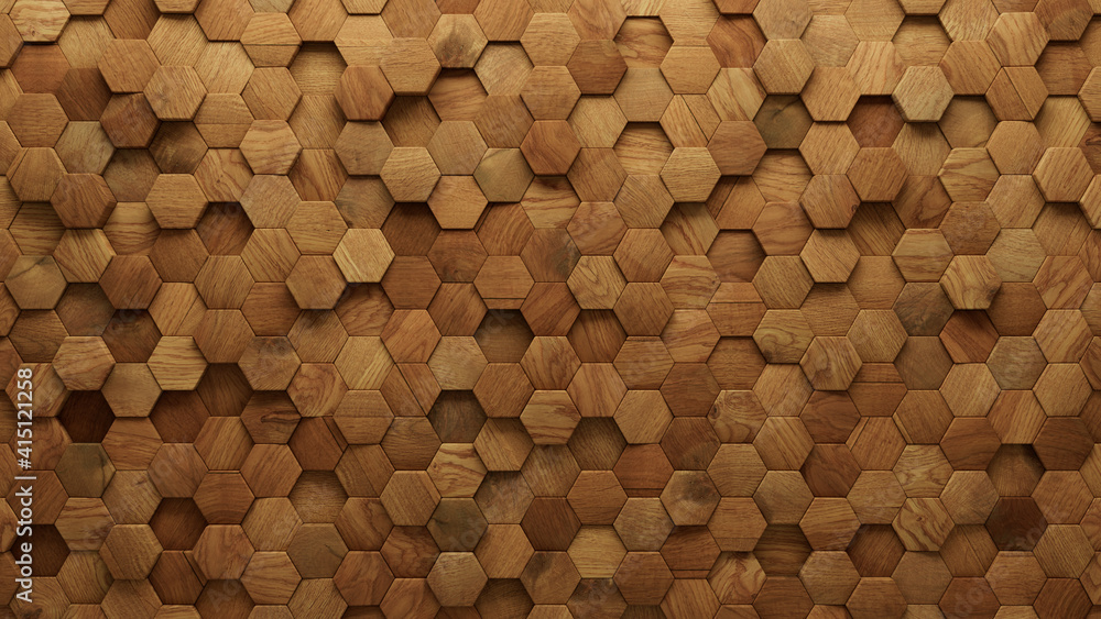 Wood Block Wall background. Mosaic Wallpaper with Light and Dark Timber ...