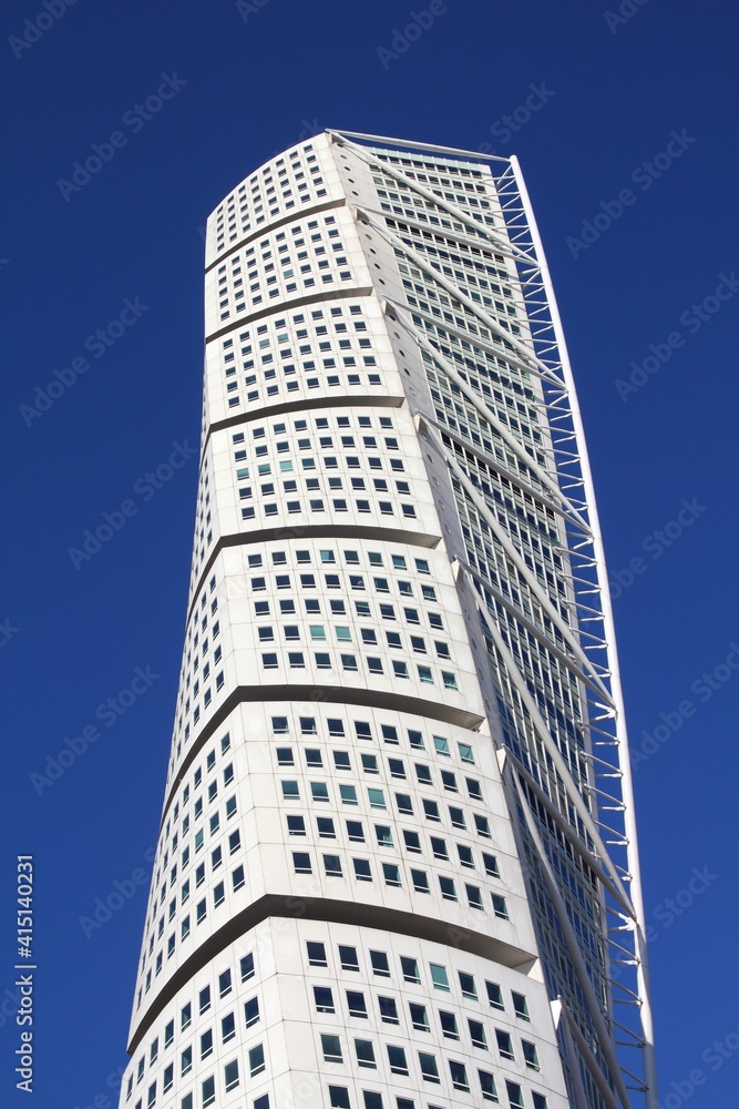 MALMO, SWEDEN - MARCH 8, 2011: Turning Torso skyscraper in Malmo. It ...