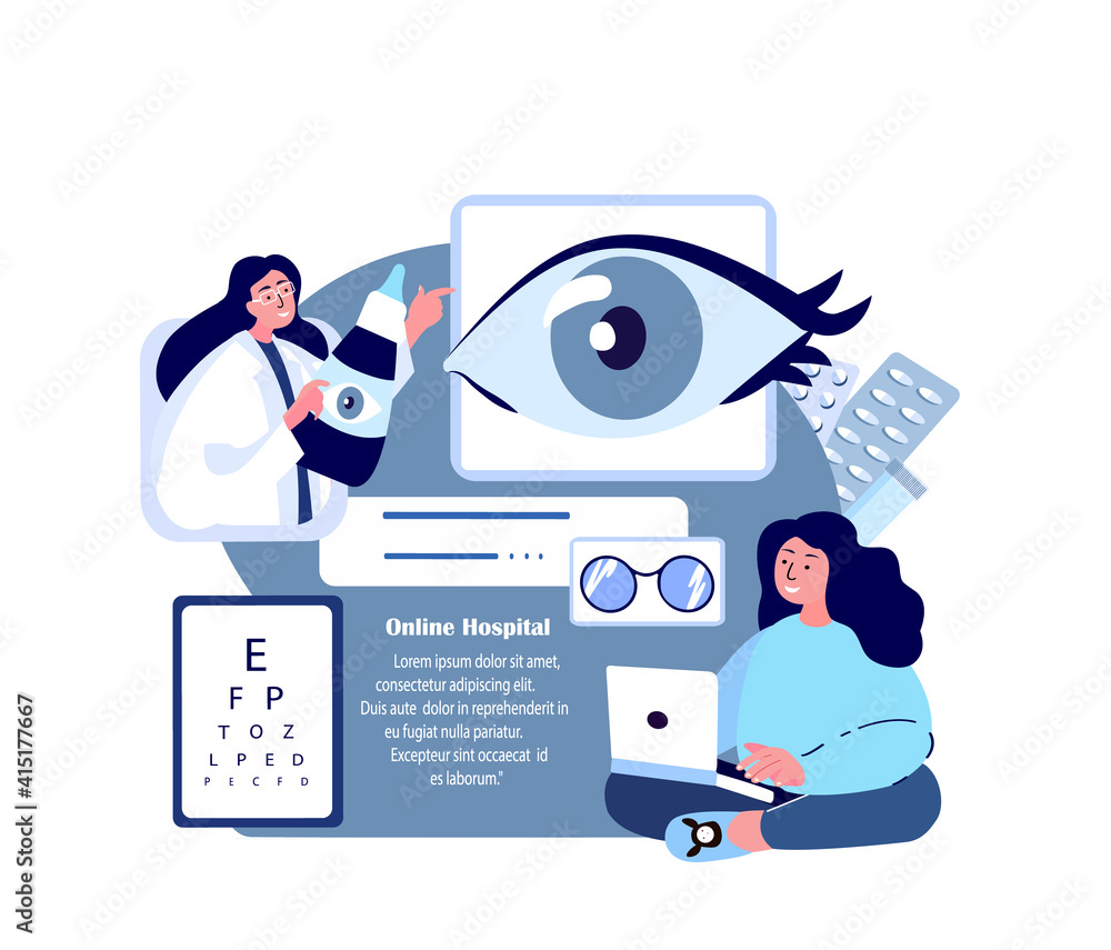 Online Ophthalmologist,Oculist Doctor Consultate Patient.Eye Vision ...