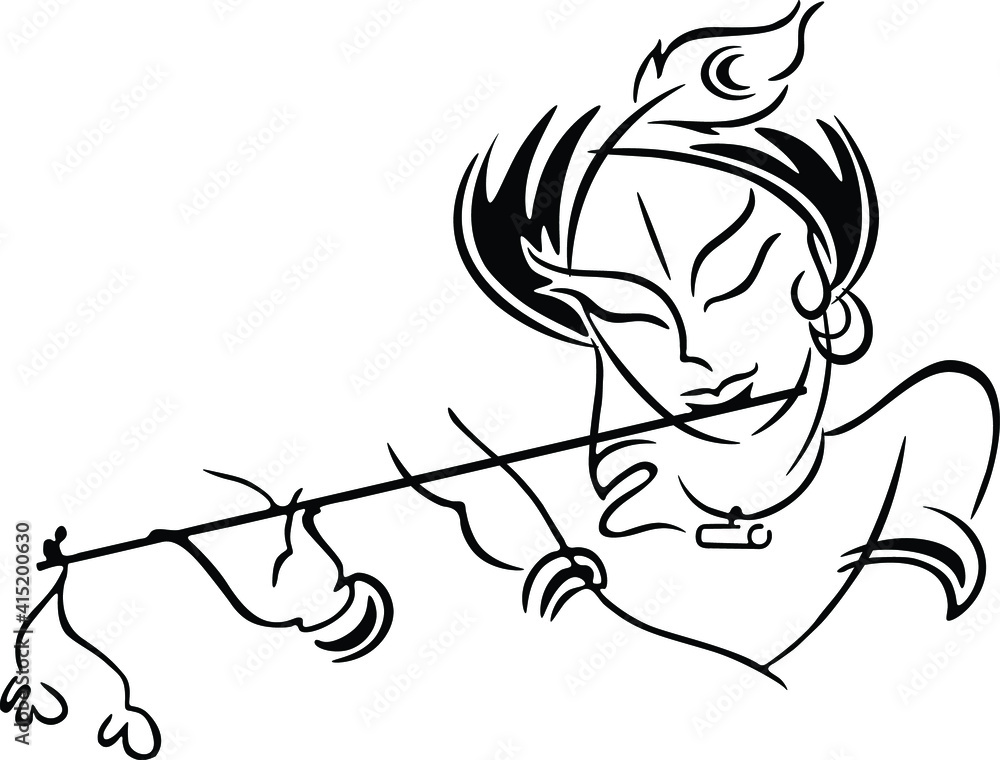 Krishna vector art design with gradient or black . Krishna Annual Hindu ...