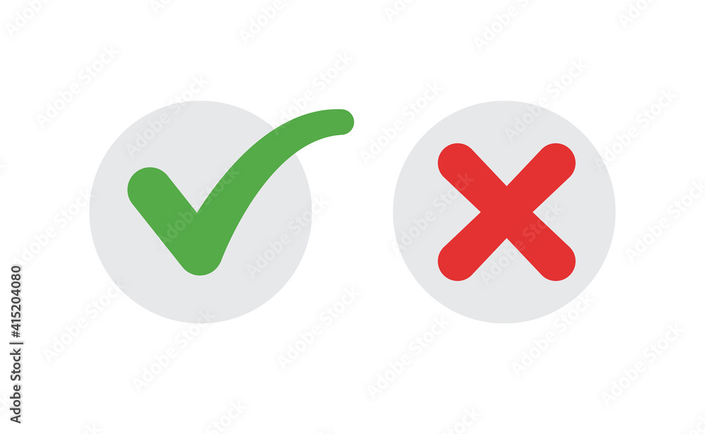 Check mark icons. Green tick and red x. Symbols of approval. Stock ...