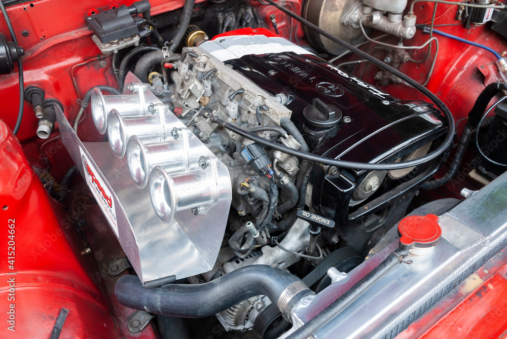 Guatemala City May 19, 2017, High performance racing engine detail ...