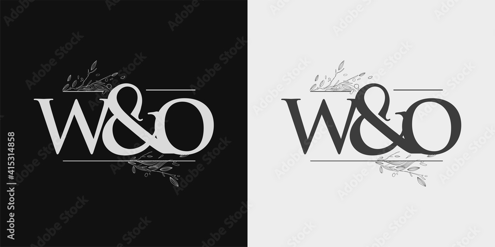WO Initial logo, Ampersand initial Logo with Hand Draw Floral, Initial ...