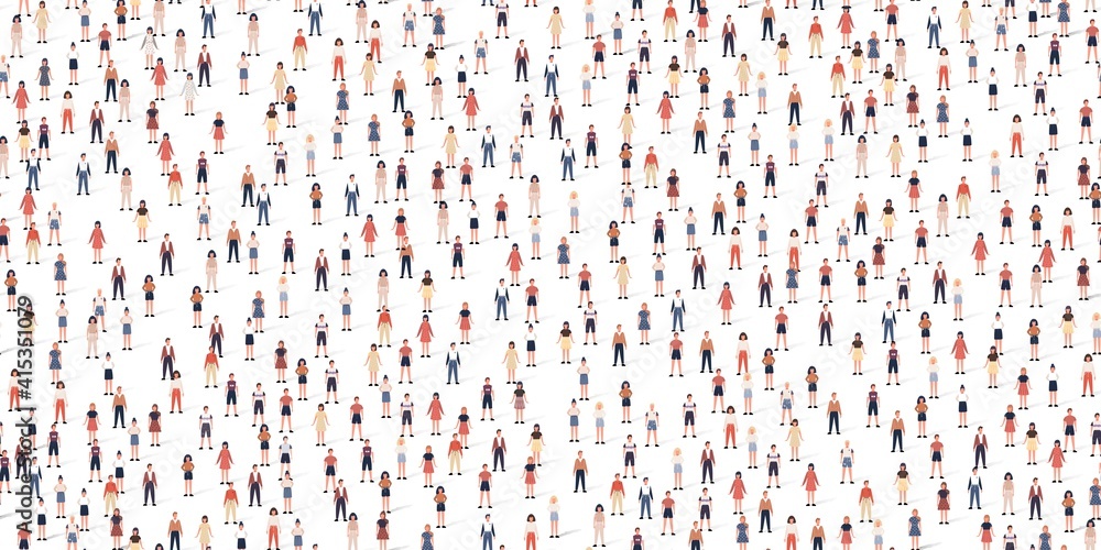 Crowd different people seamless background. Large group of citizen in ...