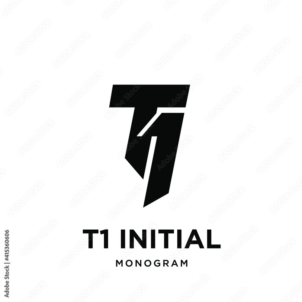T1 initial logo icon design 스톡 벡터 | Adobe Stock
