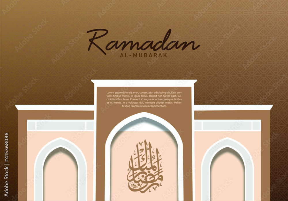 Vector de Stock Ramadan al-Mubarak greeting card design. Mosque ...