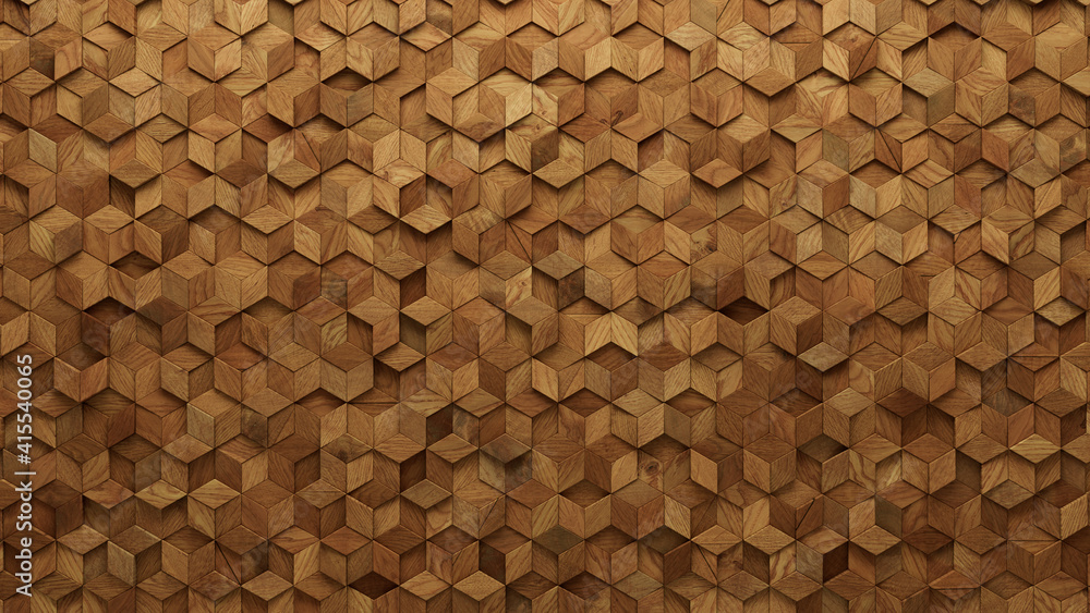 Wood Block Wall background. Mosaic Wallpaper with Light and Dark Timber ...