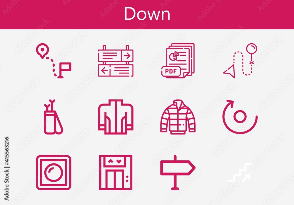 Premium set of down line icons. Simple down icon pack. Stroke vector ...