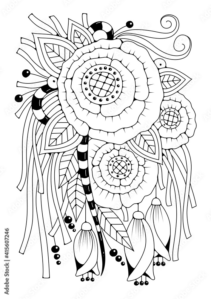 Art therapy coloring page for children and adults. Illustration with ...