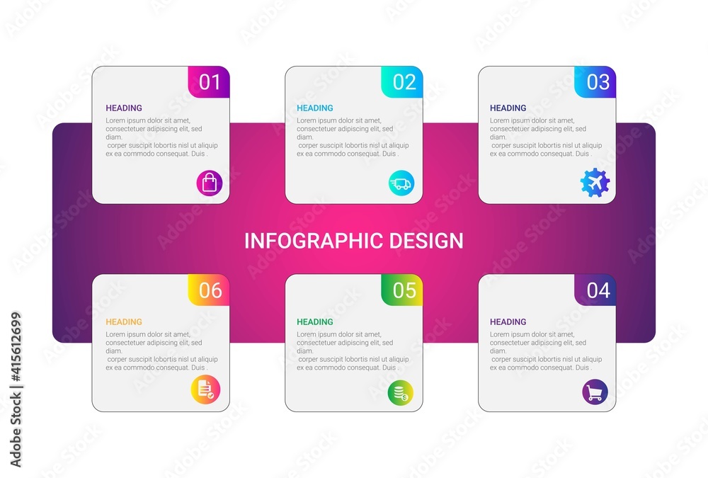 Vetor six-step infographic, graph template for business or presentation ...