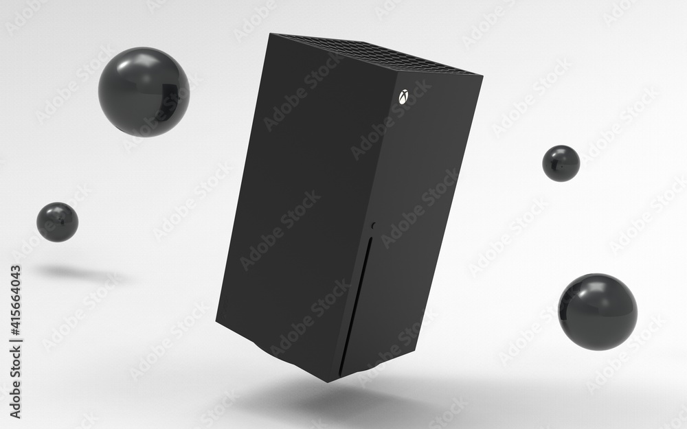 3d illustration render Video game console similar to xbox series x on ...