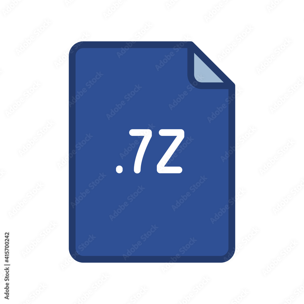 7Z file format filled outline icon. Linear style sign for mobile ...