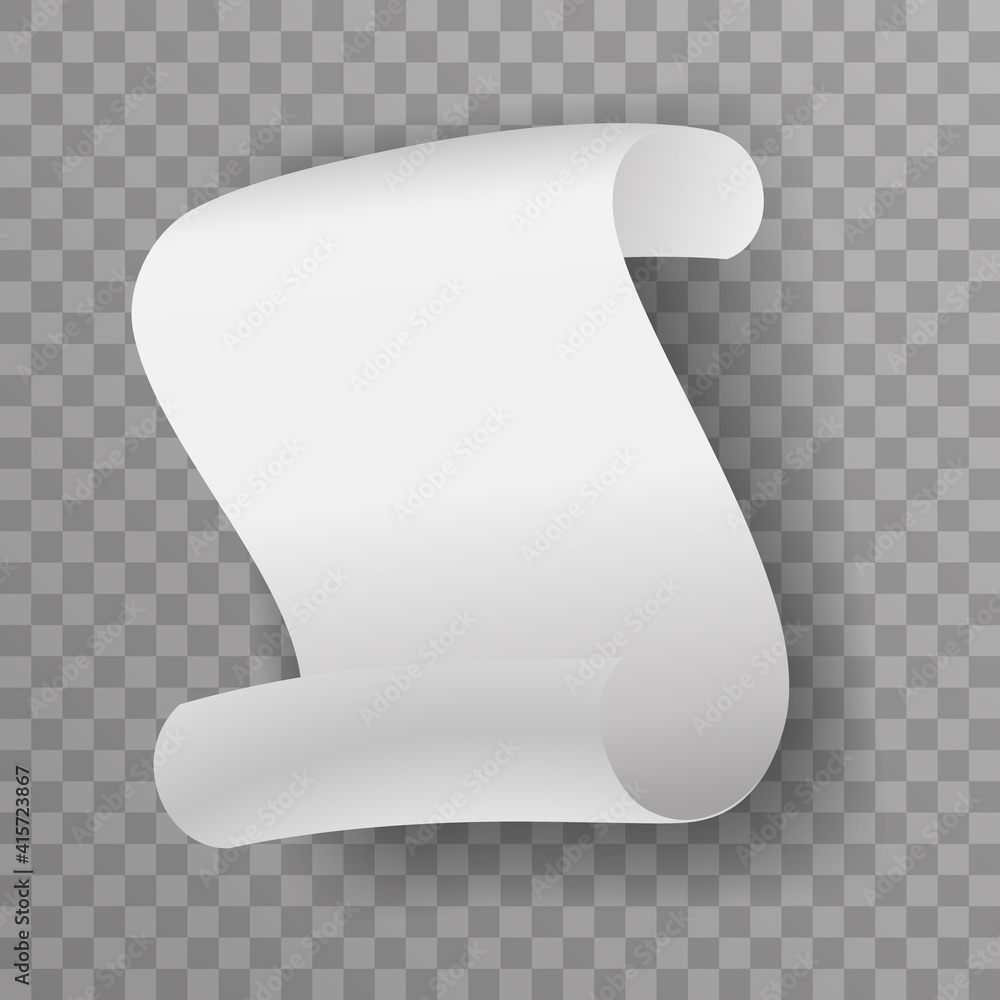 twisted scroll blank paper scroll transparent background curl design ...