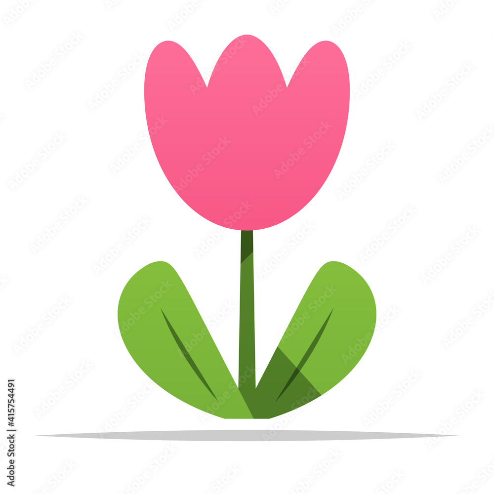 Pink flower cartoon vector isolated illustration Stock Vector | Adobe Stock