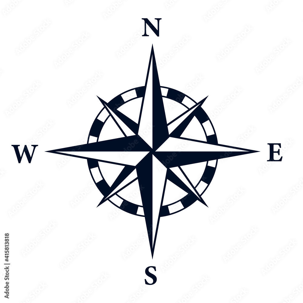 8 point star compass rose icon. Clipart image isolated on white ...