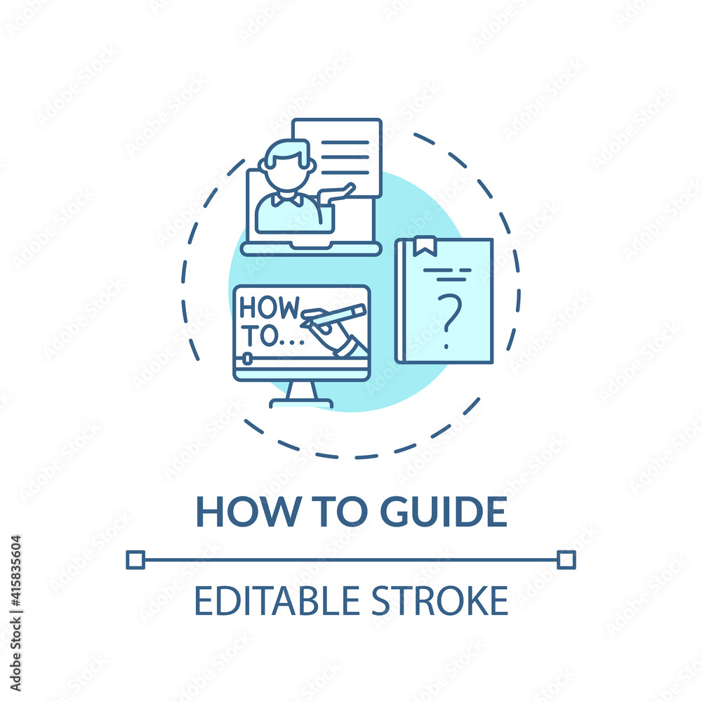 How to guide concept icon. Online library helpline idea thin line ...