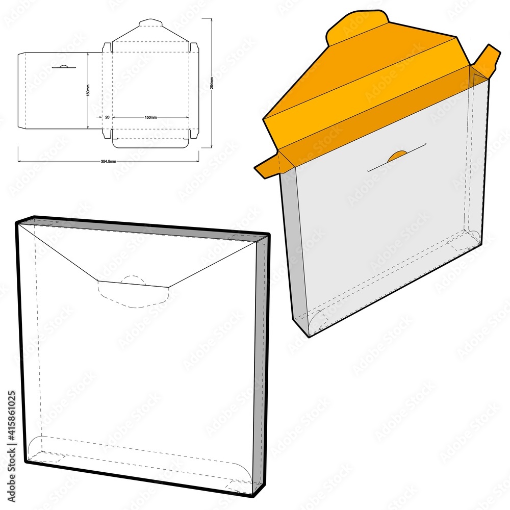 เวกเตอร์ Stock Packaging Envelope and Die-cut Pattern.The .eps file is ...