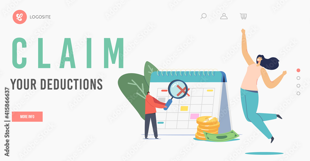 Claim your Deduction Landing Page Template. Happy Female Character ...