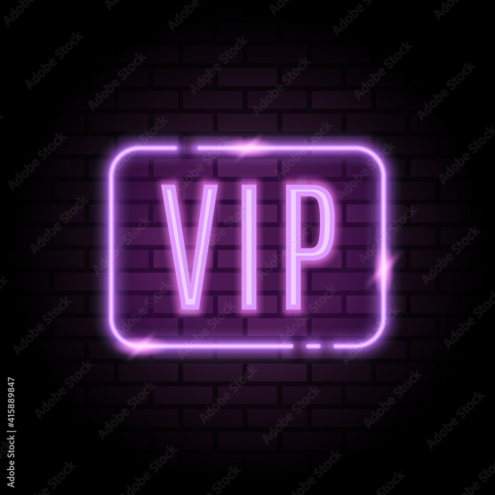 Vector purple neon frame with VIP sign Stock Vector | Adobe Stock