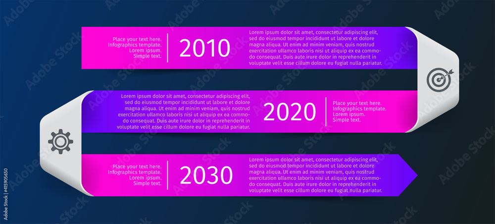 Infographics layout with 3 steps, parts, options, on dark background ...