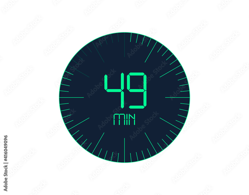 49 min Timer icon, 49 minutes digital timer. Clock and watch, timer ...