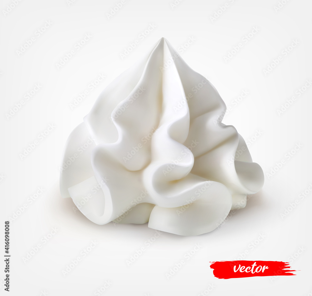 Whipped Cream isolated on white background. 3d realistic vector ...