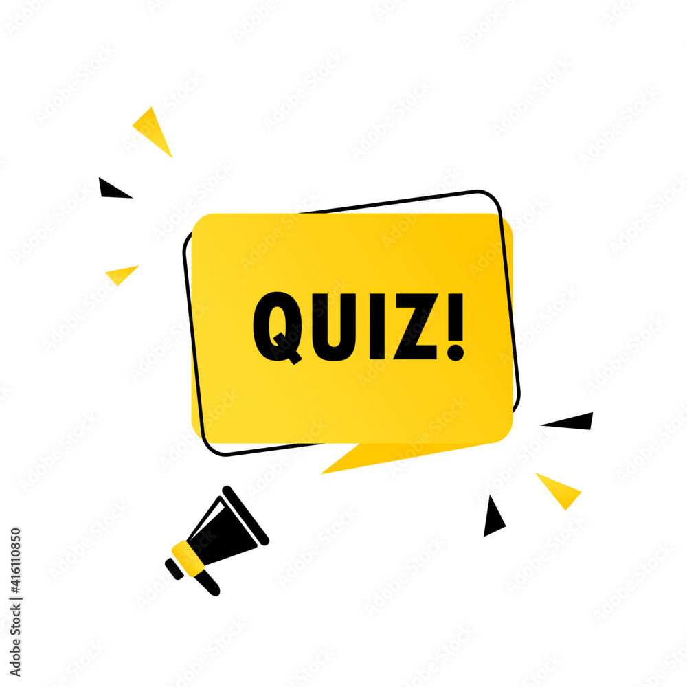 Quiz symbol. Megaphone with Quiz speech bubble banner. Loudspeaker. Can ...