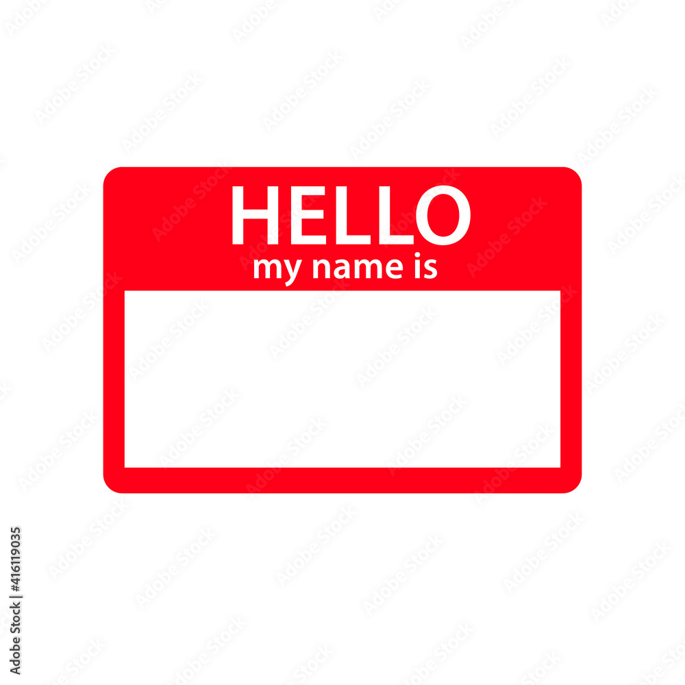 Red vector "Hello my name is" label sticker. Stock Vector | Adobe Stock