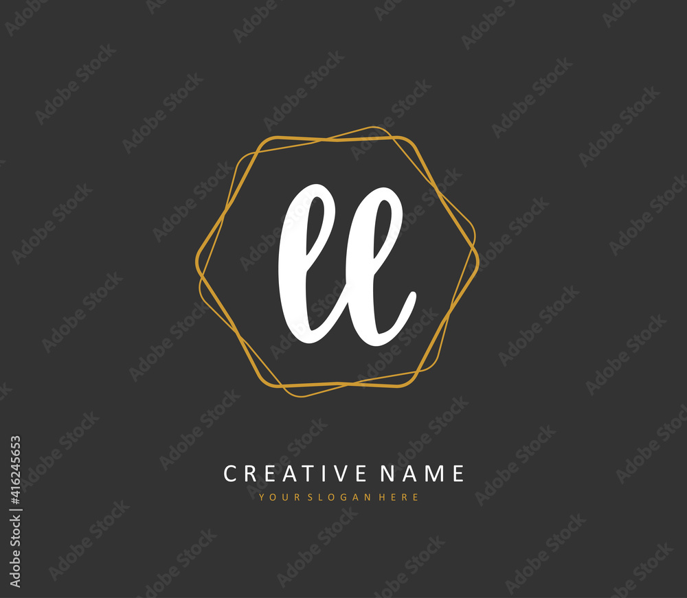 LL Initial letter handwriting and signature logo. A concept handwriting ...