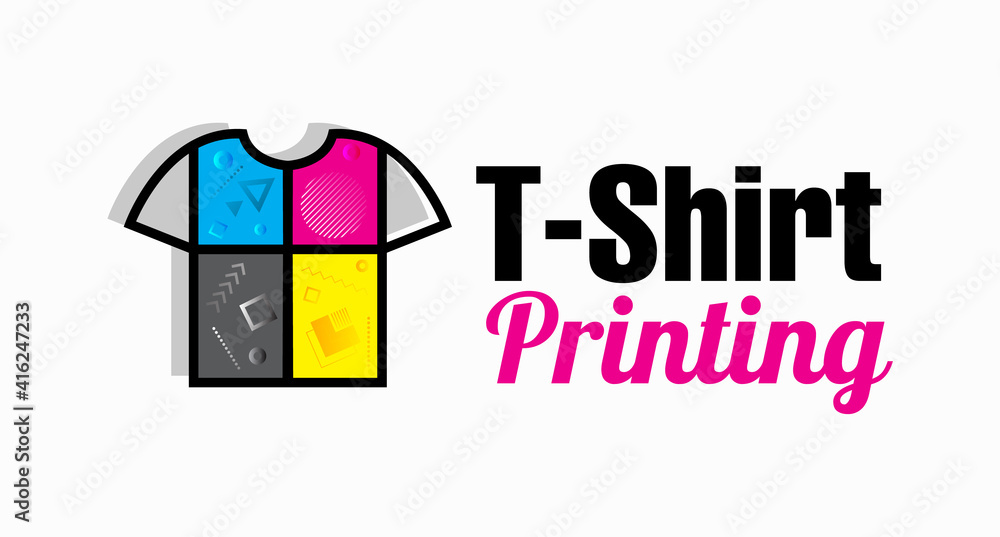 Abstract modern colored vector logo template of t-shirt printing. For ...