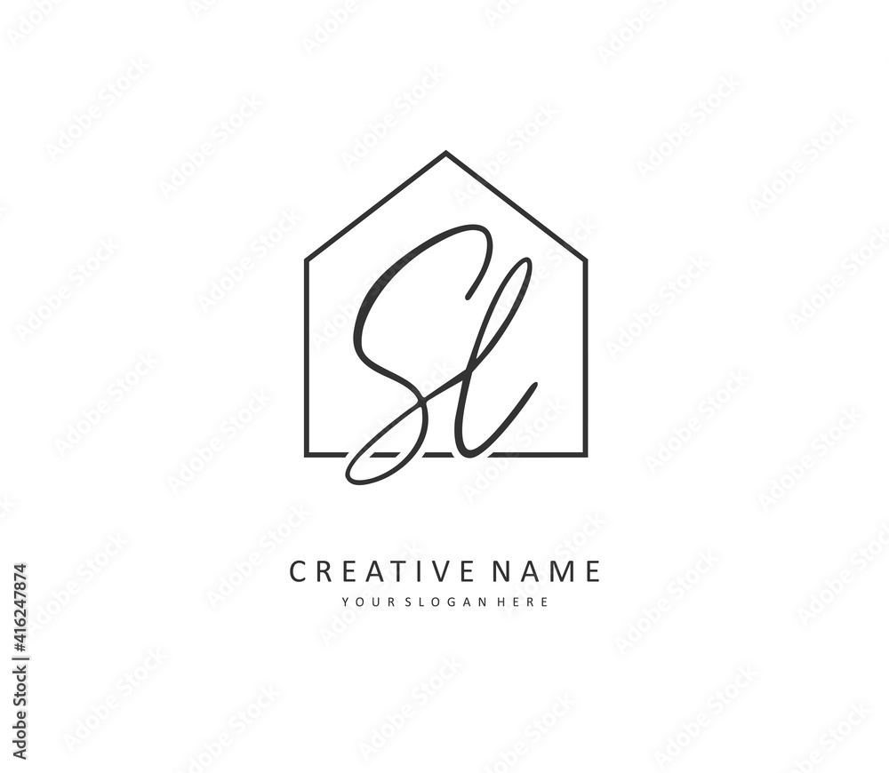 SL Initial letter handwriting and signature logo. A concept handwriting ...