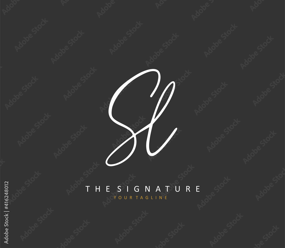 SL Initial letter handwriting and signature logo. A concept handwriting ...