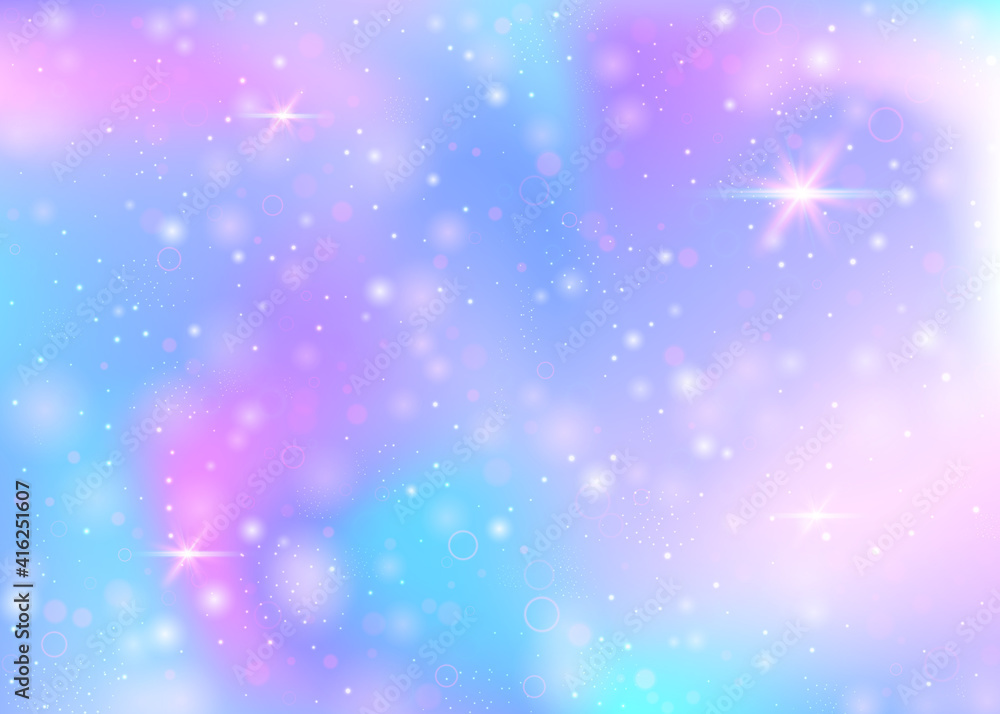 Fairy background with rainbow mesh. Multicolor universe banner in ...