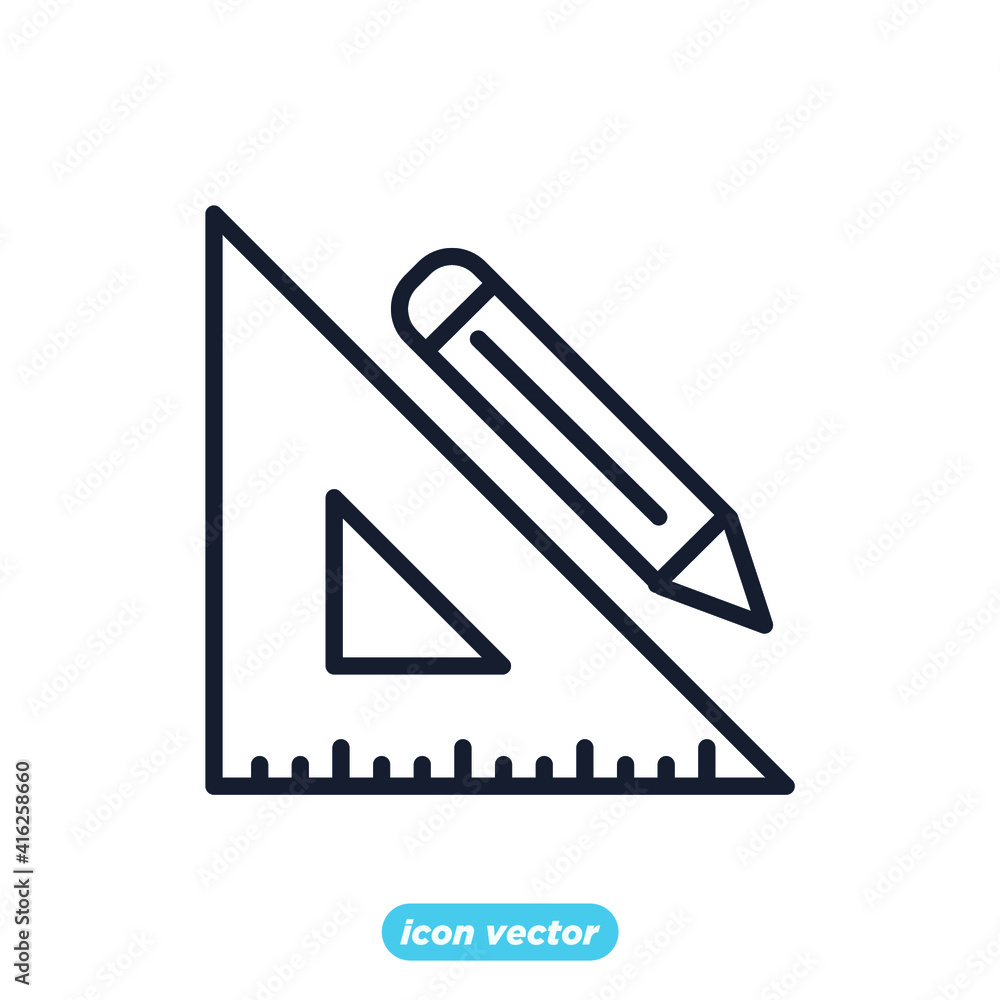 pencil and ruller icon. pencil and ruller symbol template for graphic ...