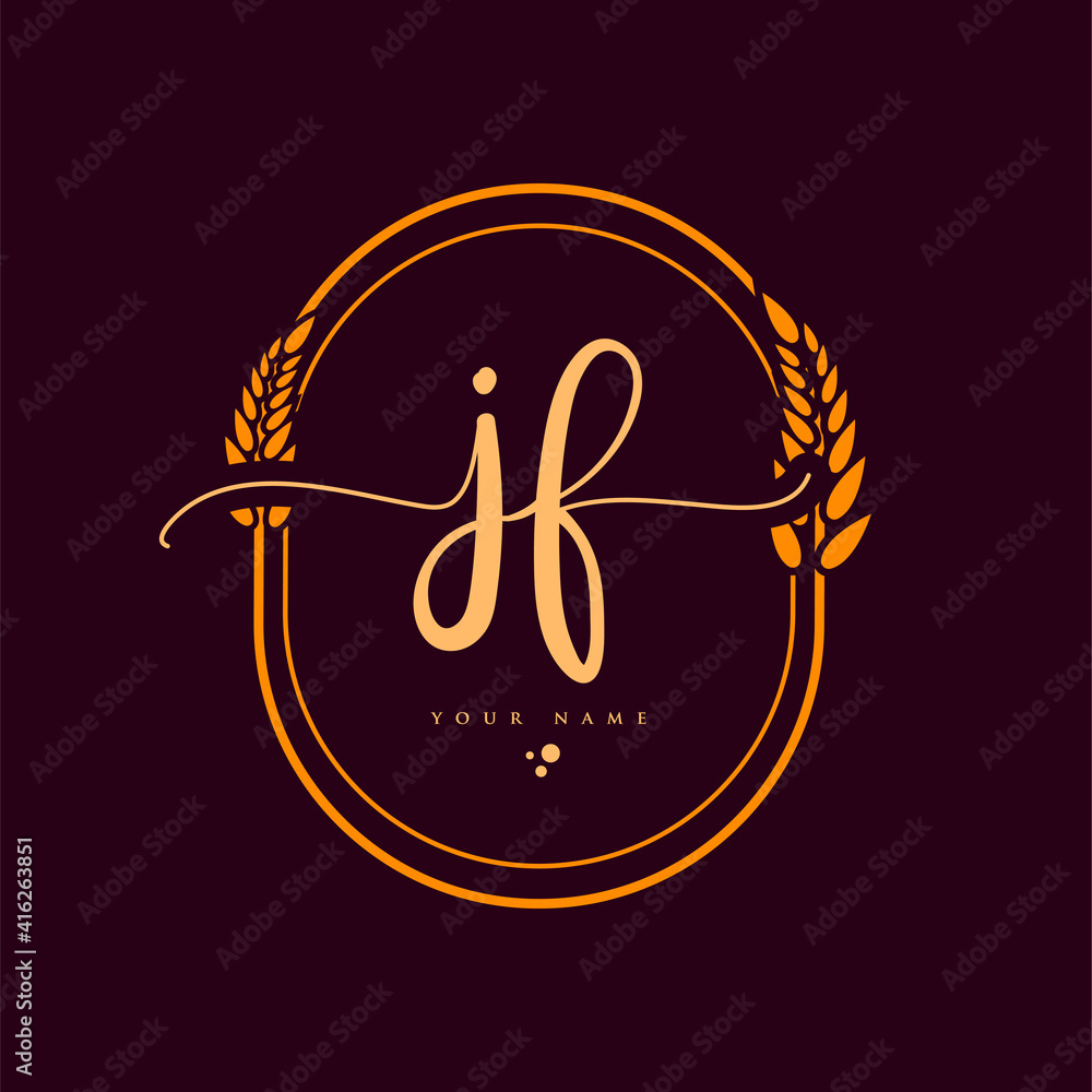 JF Initial handwriting logo. Hand lettering Initials logo branding with ...